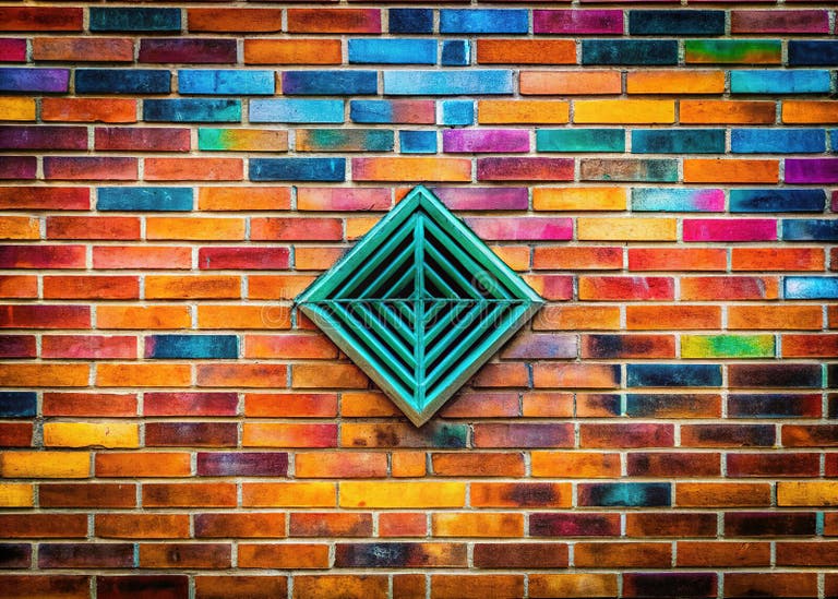 Vibrant Colorful Brick Wall Accentuated by a Sharp Diamond Grating Air ...