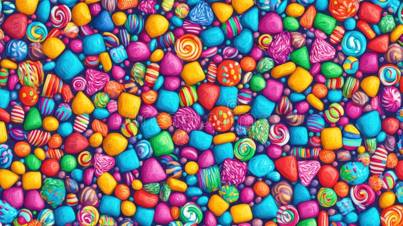 A Vibrant and Colorful Candy Pattern Filled with Playful Sweets in ...