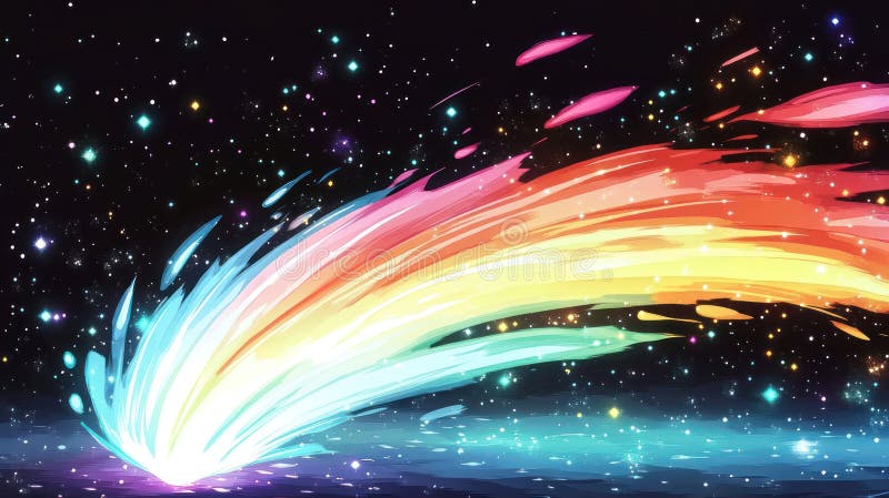 A Vibrant, Colorful Comet Streaking through a Starry Space Backdrop ...