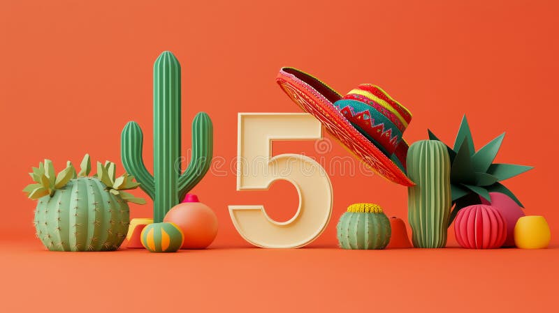A Vibrant, Colorful Composition Featuring the Number 5 Surrounded by ...
