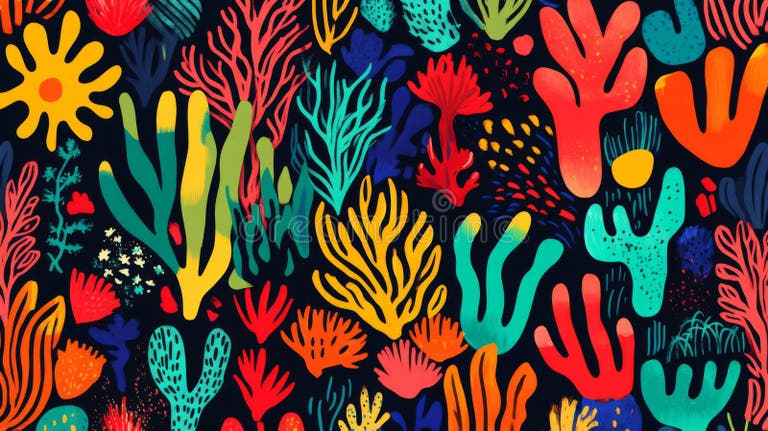 Vibrant Colorful Coral Reef Pixel Art Pattern Stock Illustration ...