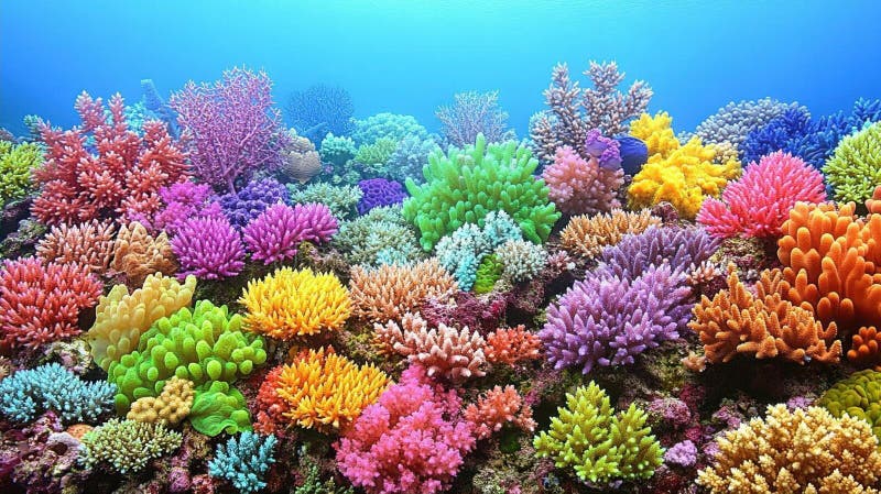 Vibrant Colorful Coral Reef Underwater Scene Stock Image - Image of ...