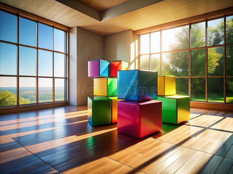 Vibrant Colorful Cubes Command Attention in Modern Interior Design ...
