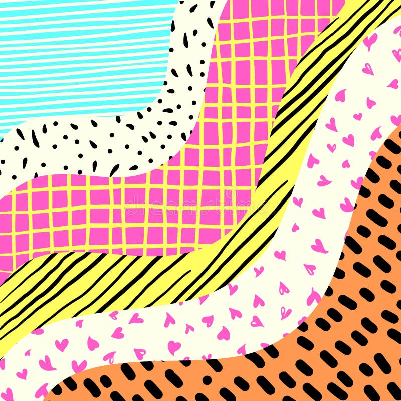 Abstract Neon Candy Waves Pattern Doodle Stock Illustration ...