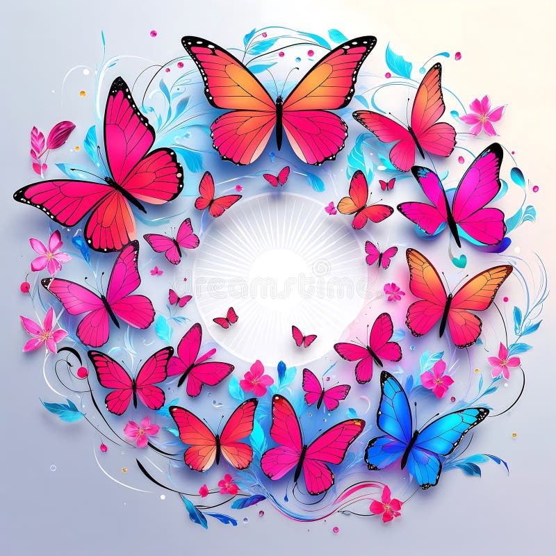 Whimsical Circular Illustration of Radiant Central Circle with ...