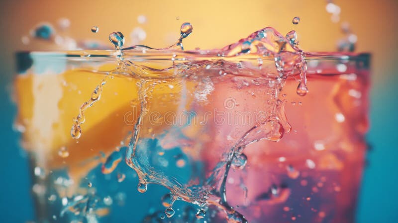 Vibrant Colorful Drink Splash in Glass Stock Illustration ...