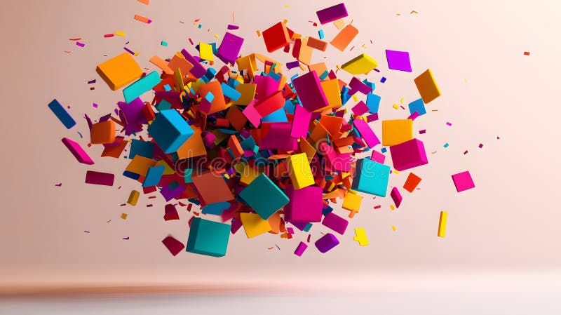 Vibrant Colorful Exploding Cube Abstract Art Royalty Free Image Stock ...