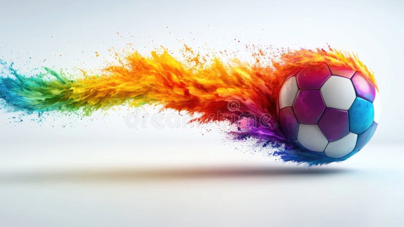Vibrant Colorful Explosion in Dynamic Soccer Ball Art Stock ...