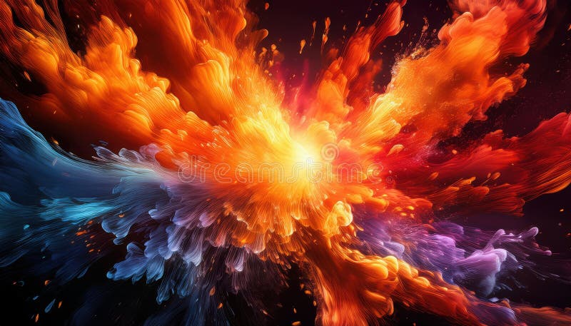 Vibrant and Colorful Explosion of Fire Creating a Stunning Visual Art ...