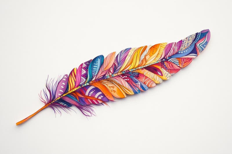 Vibrant Colorful Feather Art Design Stock Illustration - Illustration ...