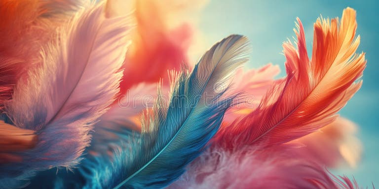 Vibrant Colorful Feathers Against a Solid Background, Brightly Colored ...