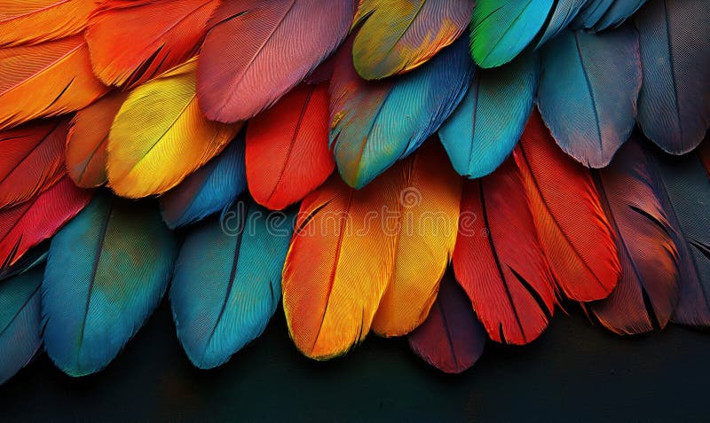 Vibrant Colorful Feathers Displaying Rich Textures Patterns Stock ...
