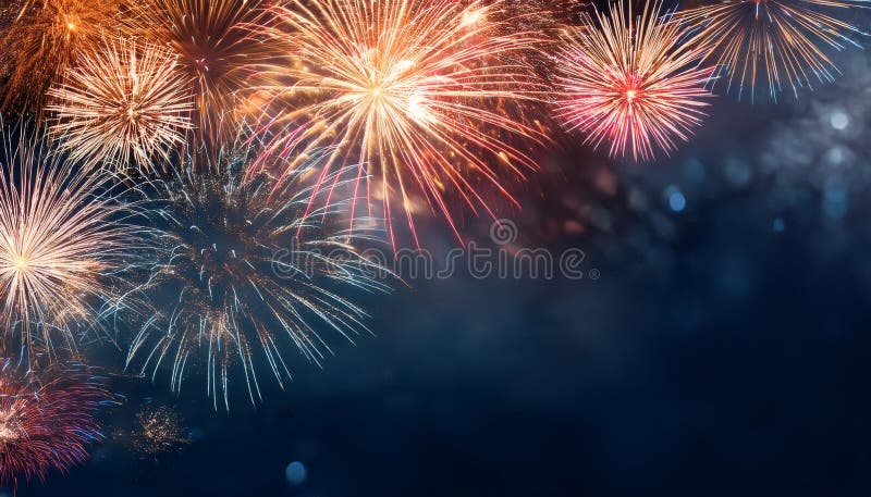 Vibrant, Colorful Fireworks Lighting Up the Night Sky, Setting a Joyful ...