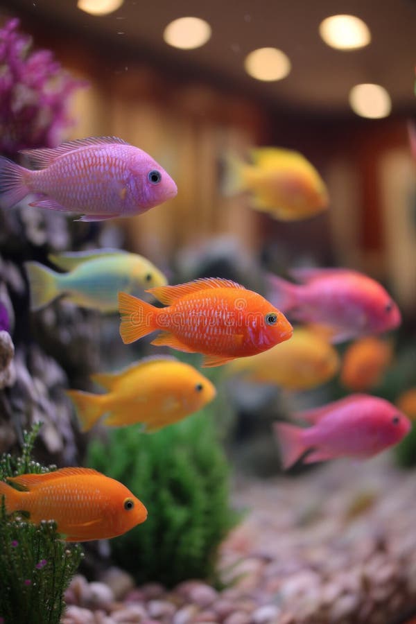 Vibrant Colorful Fish School in Aquarium Tank Stock Illustration ...