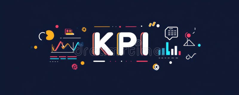 Colorful Illustration of KPI with Graphs and Charts on Dark Background ...
