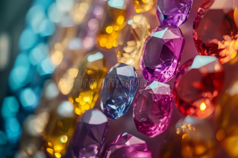 Vibrant and Colorful Gems Shine in a Beautiful Array. Each Gem Captures ...