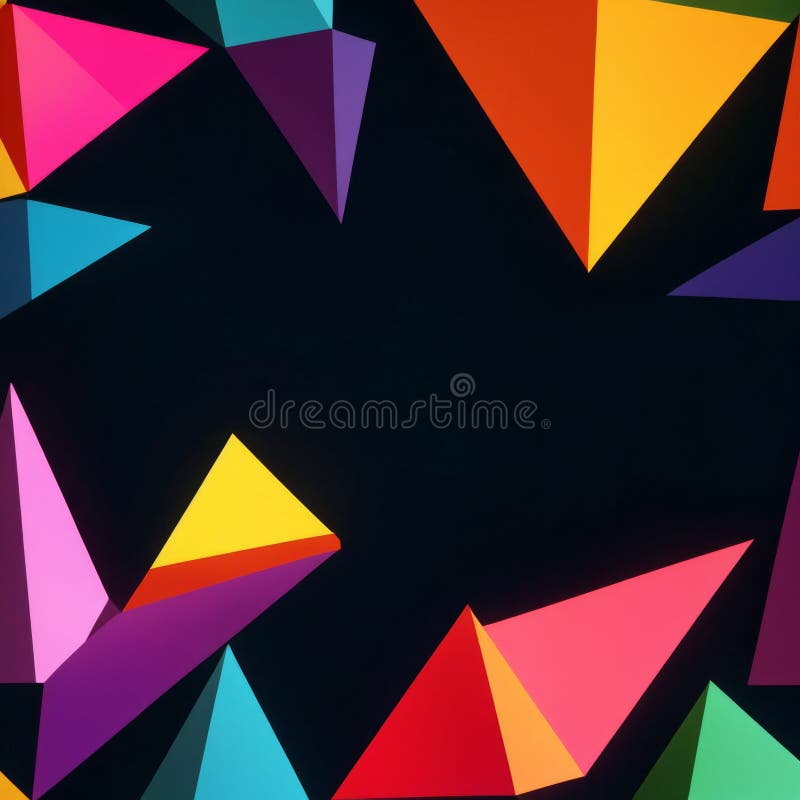 Colorful Geometric Shapes on Dark Background Stock Illustration ...