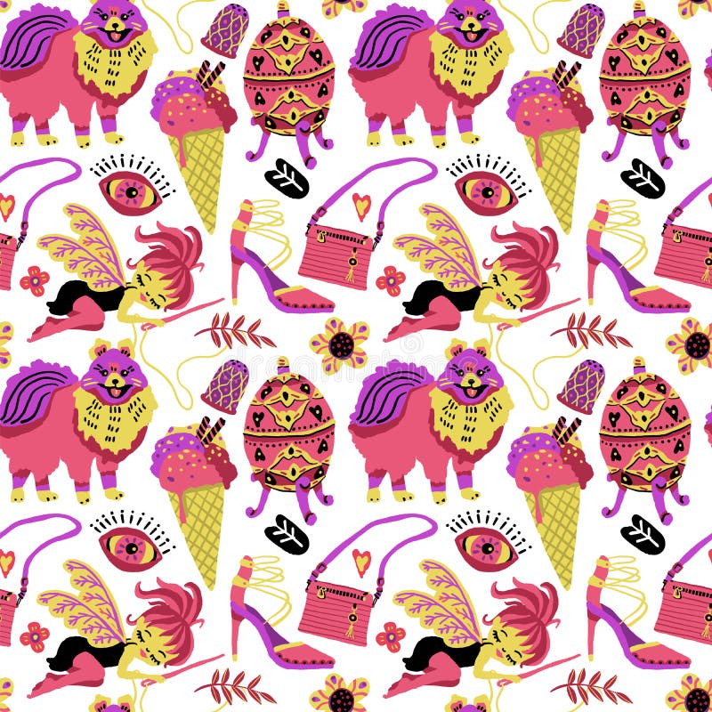 Cute, Romantic, and Feminine Seamless Pattern Design. Stock Vector ...