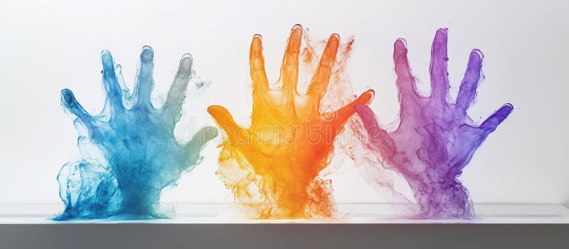 Vibrant and Colorful Handprints Featuring a Unique Powder Texture for ...