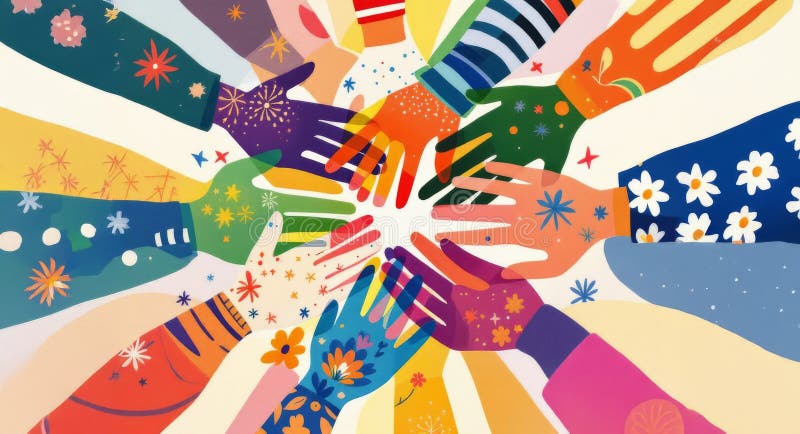 Vibrant Colorful Hands Showing Teamwork Diversity and Creative Unity ...
