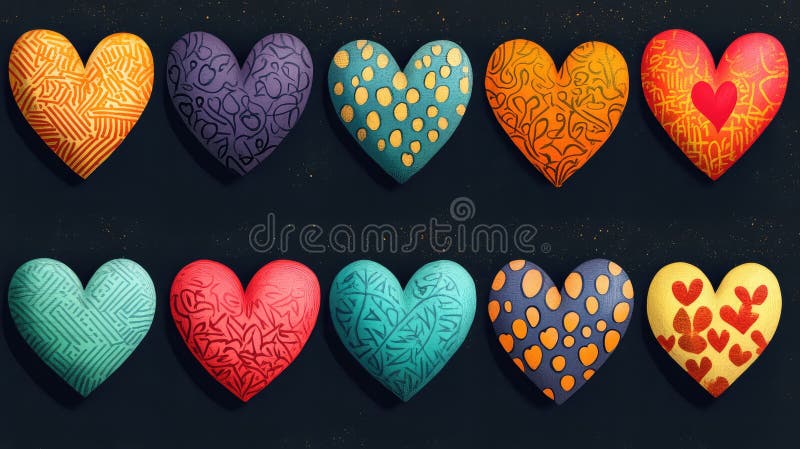 Vibrant Colorful Heart Patterns in Various Designs and Styles: Ideal ...
