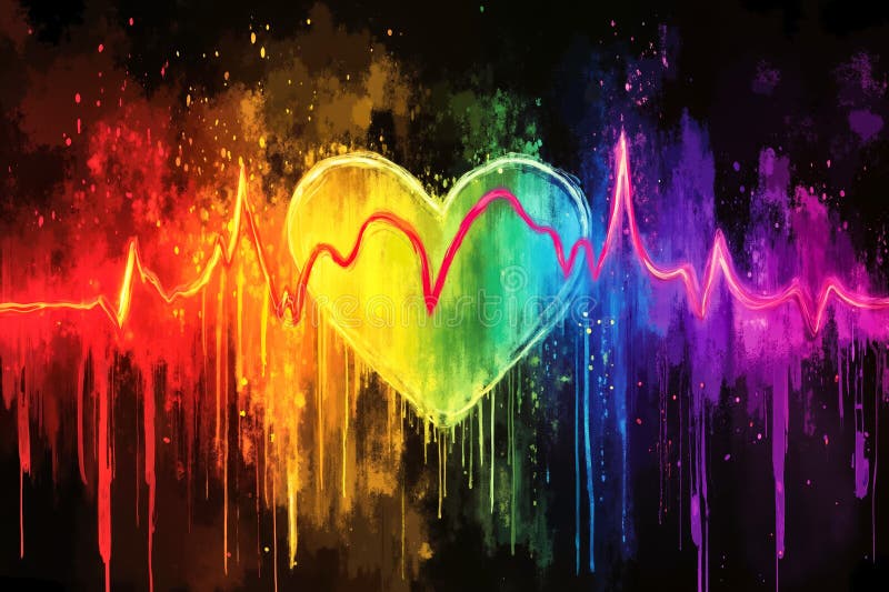 A Rainbow Colored Heart on a Black Background Stock Photo - Image of ...