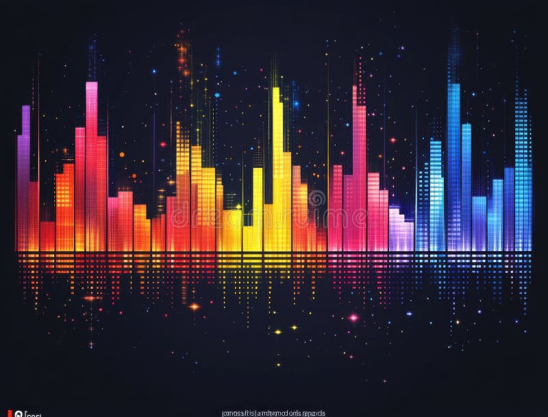 Set of Colorful Music Equalizer Waveforms with Vibrant Neon Spectrum ...