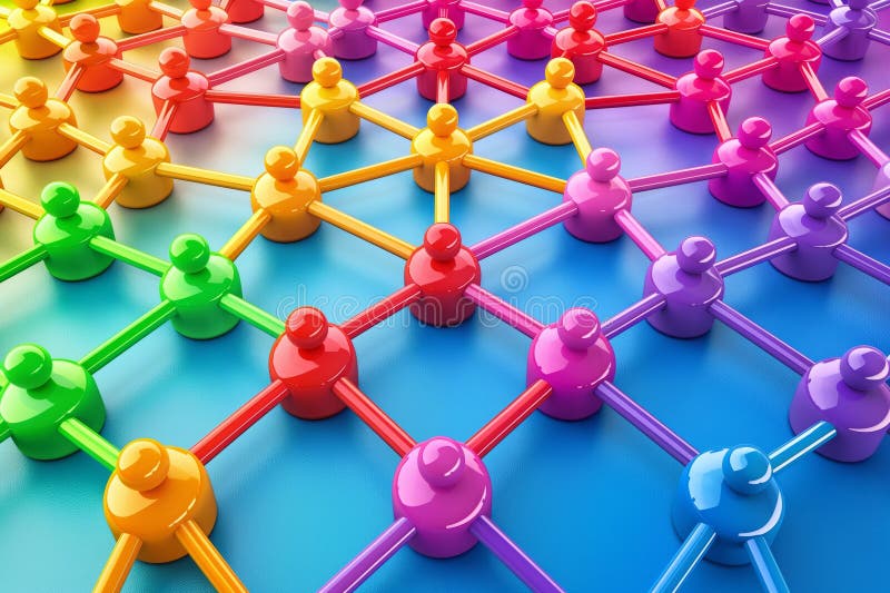Colorful Network of Connected Pins Symbolizing Teamwork and Strategy ...