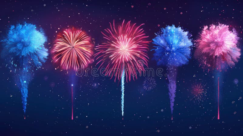Explosive Celebration: Set of Isolated Vector Fireworks Stock ...