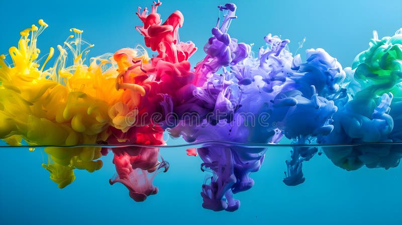 Vibrant Colorful Ink Diffusion Underwater Artwork Generative AI Stock ...