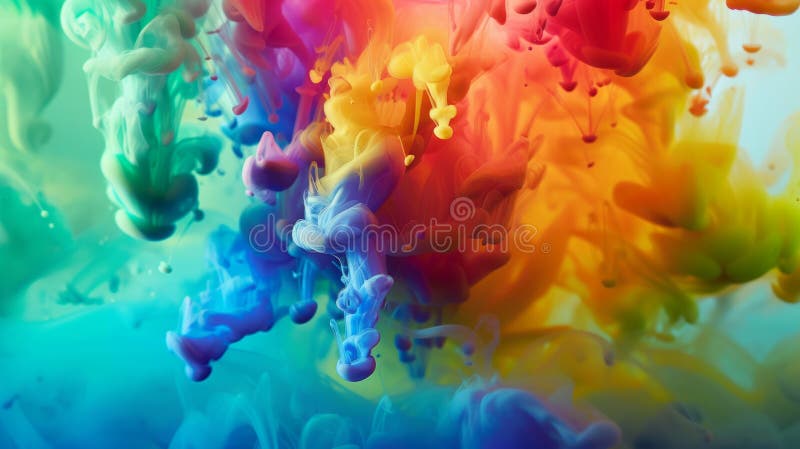Vibrant Colorful Ink Diffusion in Water. Dynamic Swirl of Multicolored ...