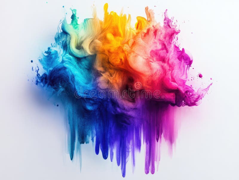 Vibrant Colorful Ink Explosion on White Background for Creative Design ...