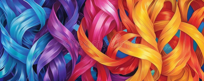 Colorful Intertwined Ribbons in a Wavy Abstract Pattern with Blue ...