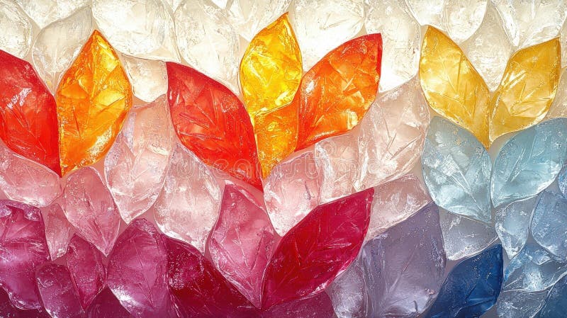 Vibrant Colorful Leaf Shapes on Translucent Background for Abstract ...