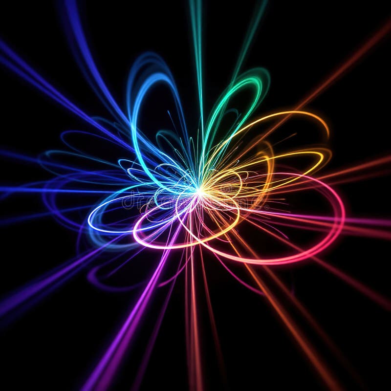 Vibrant Colorful Light Patterns on Black Background Stock Illustration ...