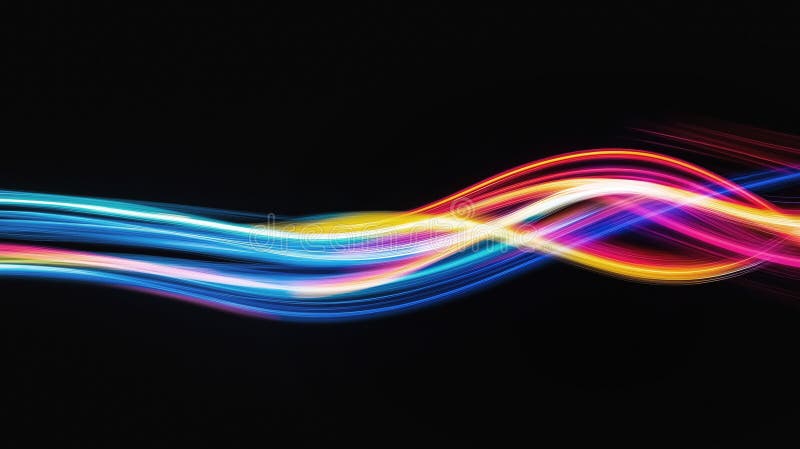 Vibrant and Colorful Light Trails Dancing Across a Deep Black ...