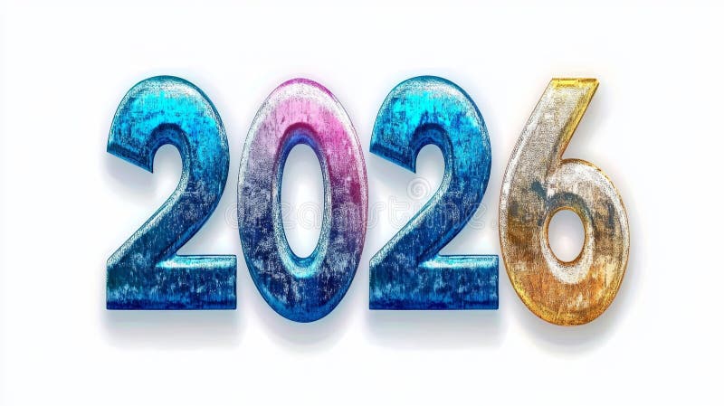 2026. Vibrant, Colorful, Metallic Three-Dimensional Numbers Set Against ...