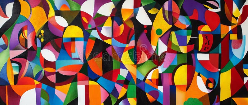 A Vibrant, Colorful Mural Filled with Abstract Patterns and Shapes. the ...