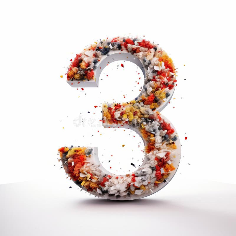 Vibrant Colorful Objects Forming Stylized Number Three Design Stock ...