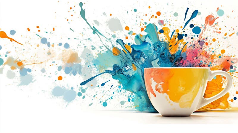 Vibrant Colorful Paint Explosion Splashes from a Teacup Creative Art ...