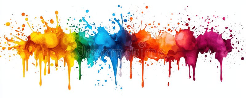 Vibrant and Colorful Paint Splatter Illustration with a Rainbow ...