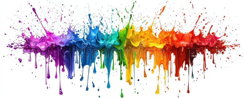 Vibrant and Colorful Paint Splatter Illustration with a Rainbow ...