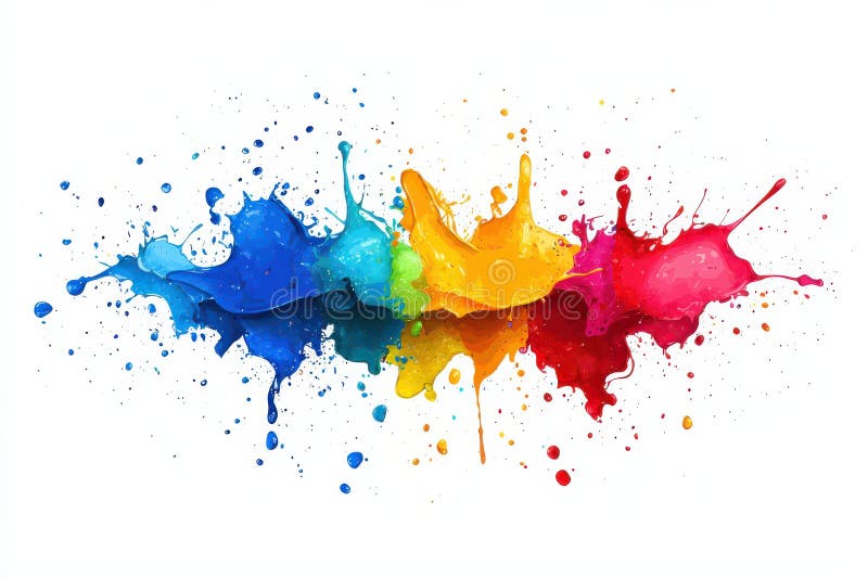 Vibrant and Colorful Paint Splatter Pattern Isolated on a White ...