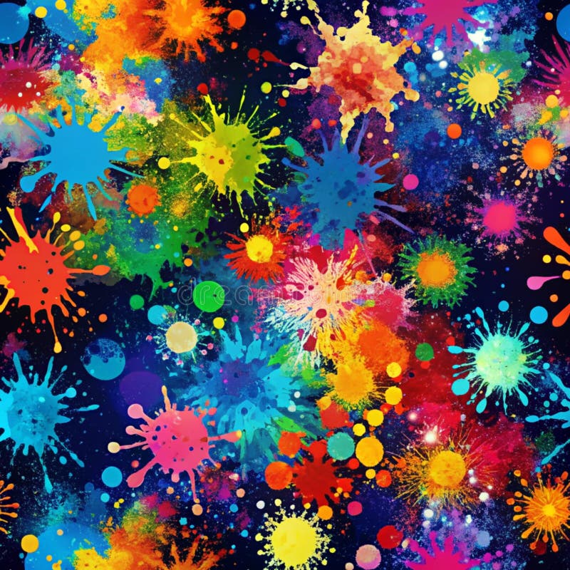 Vibrant Colorful Paint Splatters Pattern Stock Illustration ...
