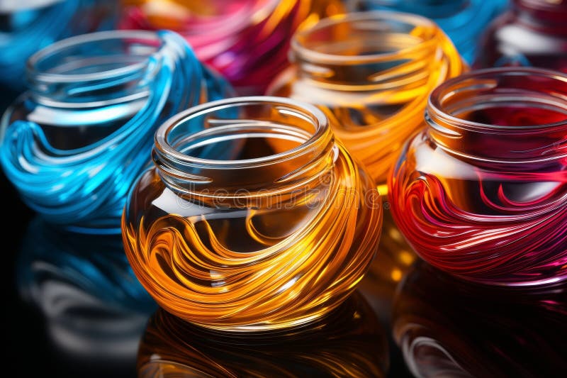 Colorful Paint Swirls in Water, Mesmerizing Pattern Inside Glass Jar ...