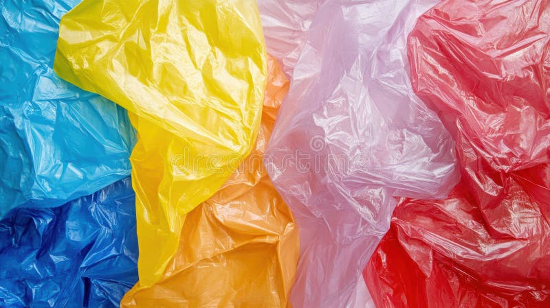 Vibrant Colorful Plastic Sheets in Various Crinkled Textures Layered ...