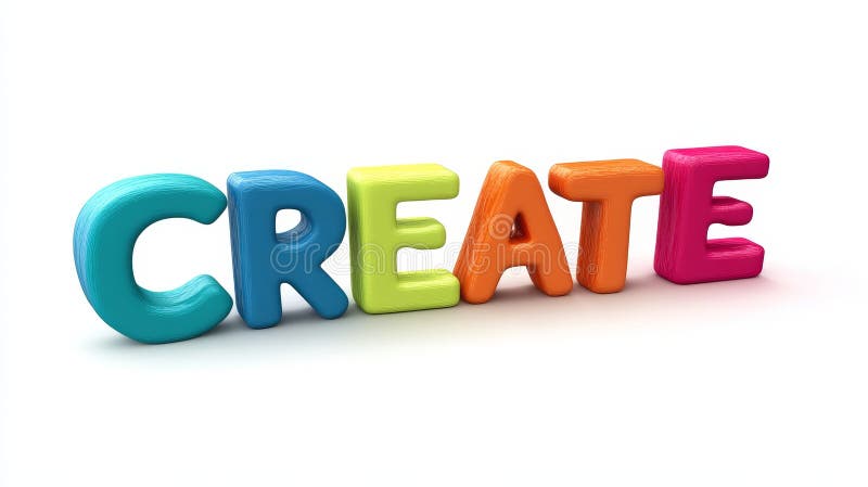 Vibrant, Colorful, Playful Letters Spelling Out CREATE Isolated on ...