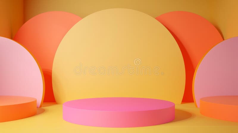 A Vibrant and Colorful Podium Display Featuring a Dynamic Circular ...