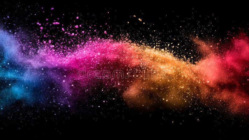 Vibrant Colorful Powder Explosion on Black Background Stock ...