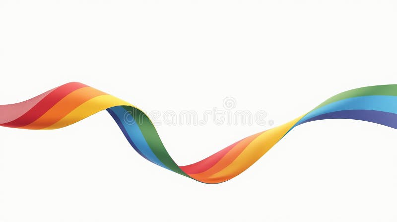 Close-Up View of Colorful Rainbow Ribbon on White Background Stock ...